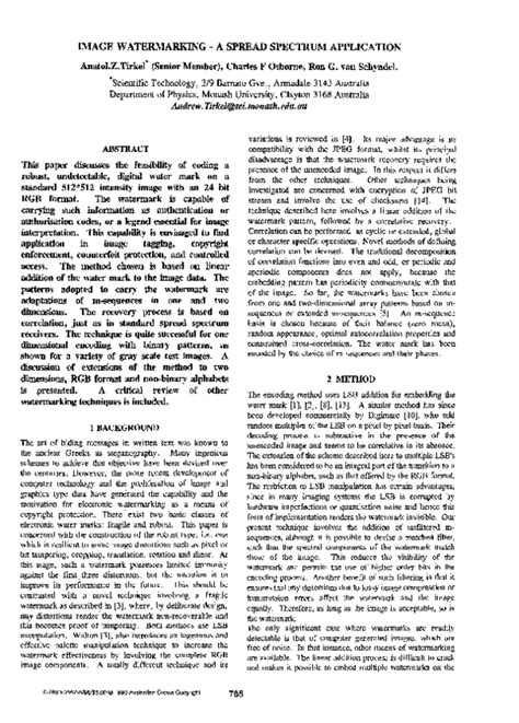 Image Watermarking A Spread Spectrum Application