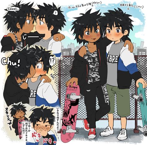 Safebooru 2boys 3 P Arm Around Shoulder Black Hair Blue Eyes
