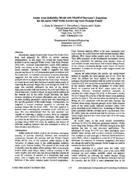 Pdf Solder Joint Reliability Model Vath Modified Darveauxs Equations