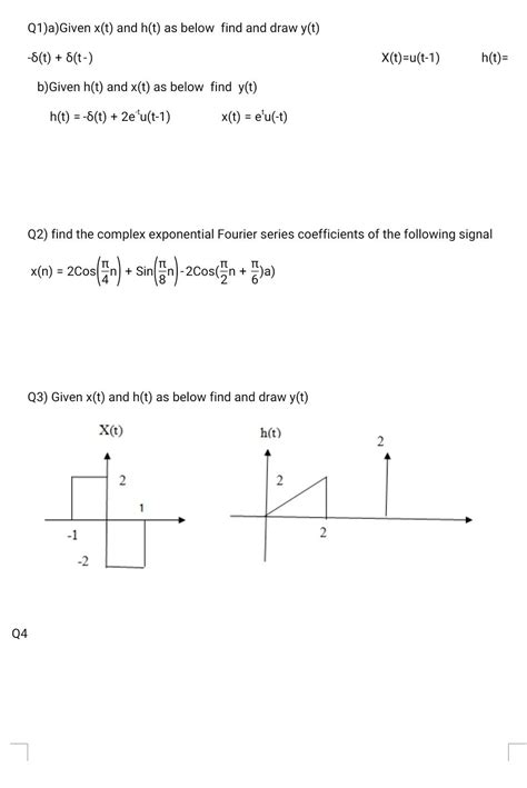 solved q1 a given x t and h t as below find and draw y t