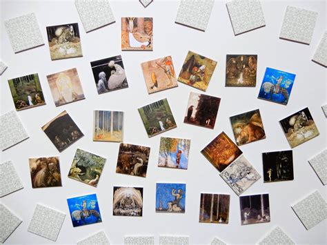 memory game matching game art by john bauer etsy