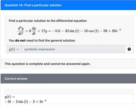 Solved Find A Particular Solution To The Differential
