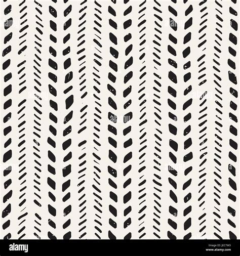 Hand Drawn Style Seamless Pattern Abstract Geometric Tiling Background In Black And White