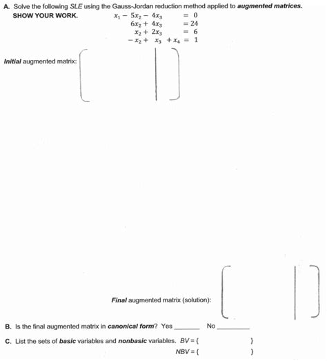 Solved A Solve The Following Sle Using The Gauss Jordan