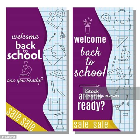 낙서 디자인으로 학교 광고 또는 판매를위한 수직 전단지 세트 0명에 대한 스톡 벡터 아트 및 기타 이미지 0명 가구 개체 그룹 Istock