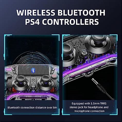 Honghao Controllers For Ps4 With Hall Triggers Vibration Programming 8 Rgb Led Lights Wireless