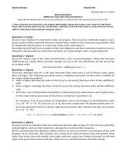 S20 Sec2 Midterm Pdf Babe Name Babe ID Monday April 13 2020 Data Structures Midterm