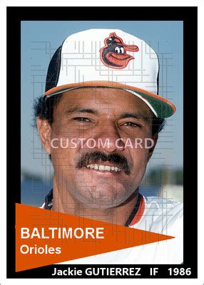 Jackie Gutierrez 1986 Baltimore Orioles 25 X 35 Custom Card Blank Back Ebay