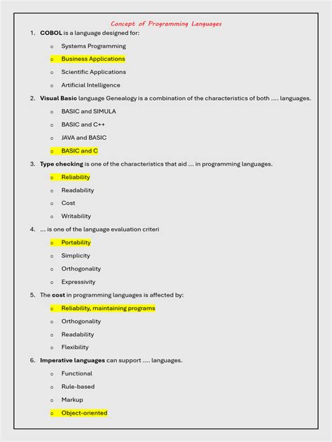 Concept Of Programming Language Questions Pdf Programming Language