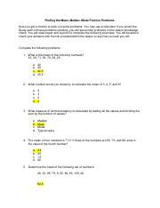Mean Median Mode Practice Probs 1 Pdf Finding The Mean Median Mode Practice Problems Now You