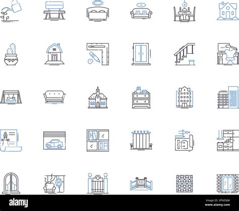 Commercial Building Line Icons Collection Architecture Facade Industrial Office Structural