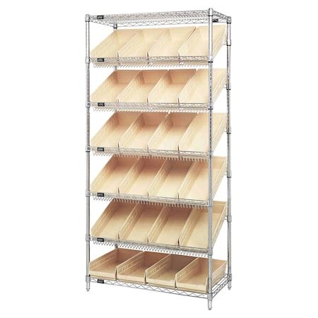 Quantum Storage Systems Wire Shelving Unit W24 Ivory Bins Wrs 7 108iv