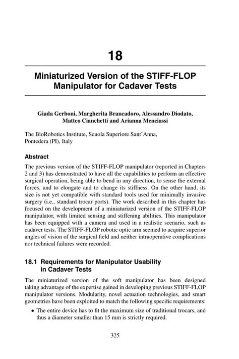 Pdf Miniaturized Version Of The Stiff Flop Manipulator For Cadaver Tests
