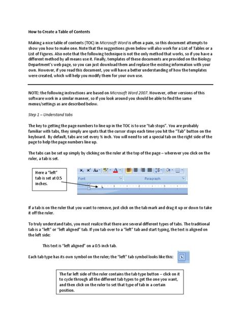 how to create a table of contents pdf tab gui software