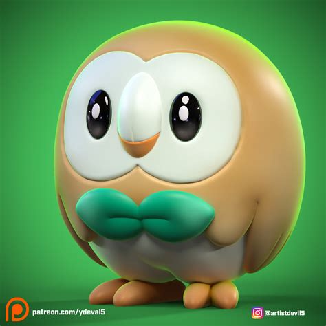 Stl File Rowlet Pokemon・3d Print Design To Download・cults