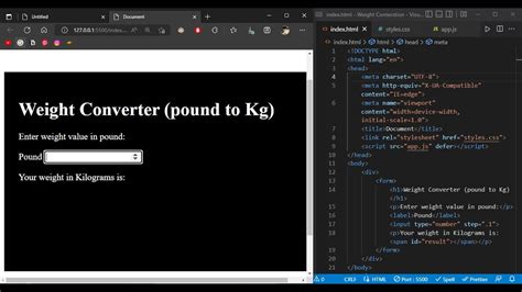 Weight Converter Pound To Kg Javascript Project 17 Javascript Html Css Youtube