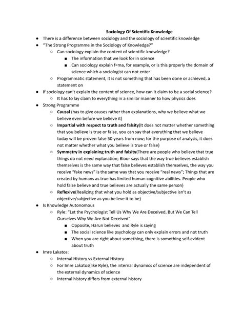Ssk 1 Lecture Notes 1 Sociology Of Scientific Knowledge There Is A