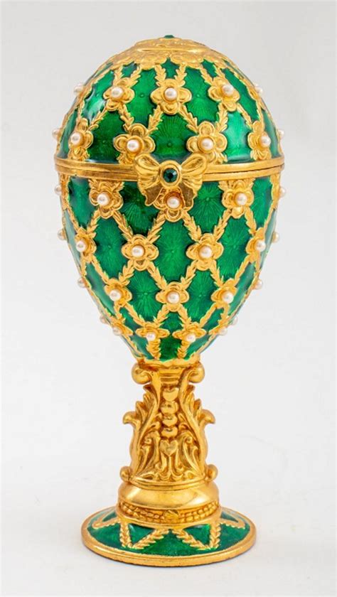 Faberge Style Green Easter Egg By Krischenko Sold At Auction On 23rd