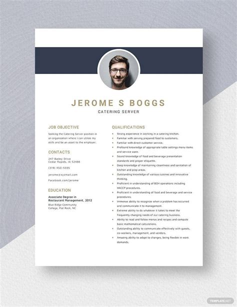 Server Assistant Resume In Pages Word Download