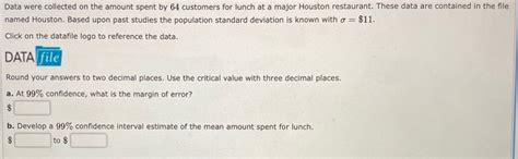 Data Were Collected On The Amount Spent By 64
