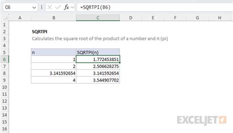 excel sqrtpi function exceljet