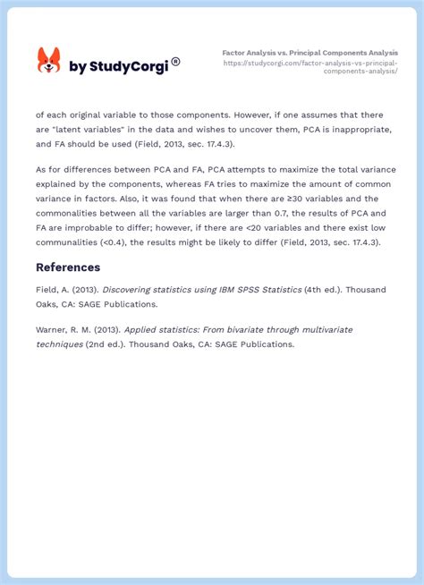 factor analysis vs principal components analysis free essay example