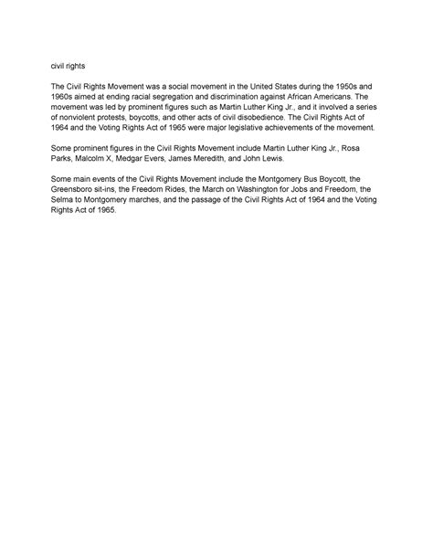 Civil Rights Class Notes Civil Rights The Civil Rights Movement Was