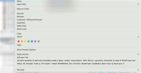 A Macos Finder Right Click Menu Extension That Displays Diffusion Metadata