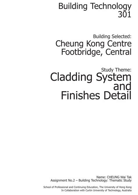 Pdf Study Theme Cladding System And Finishes Detail Bt301 · Pdf