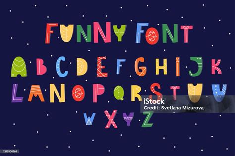 유치한 Abc 글꼴 재미있는 아이 만화 편지 학교 유치원에서 알파벳을 학습 어린이 용 글꼴 디자인 포스터 격리된 요소입니다 크리에이티브 벡터 일러스트레이션 0명에 대한 스톡