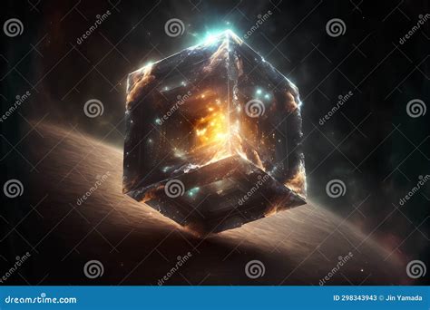 D Rendering Of Cube In Space Futuristic Technology Style Stock Illustration Illustration Of