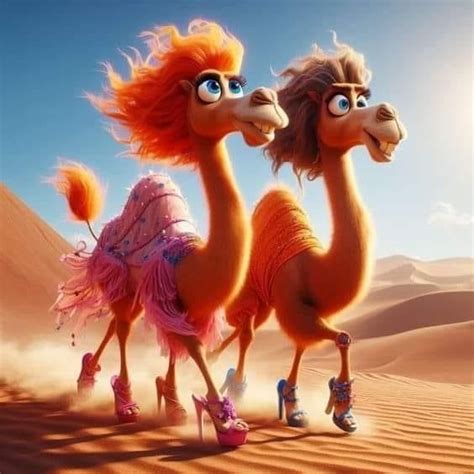 Two Camels Dancing In The Desert Afbeeldingen Dieren