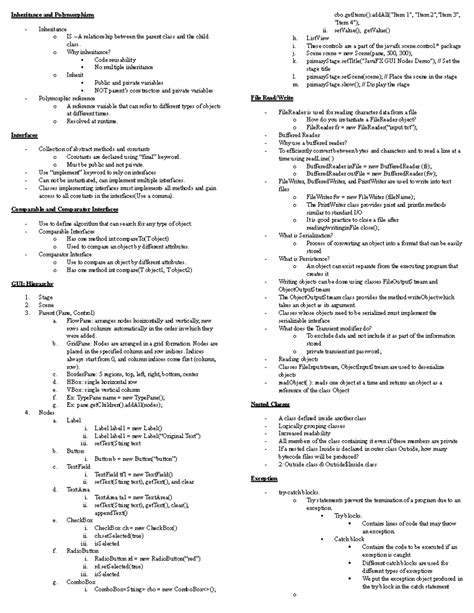 Cheat Sheet V 4 Lecture Notes Inheritance And Polymorphism