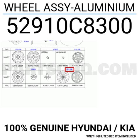 Wheel Assy Aluminium 52910c8300 Hyundai Kia Parts Partsouq