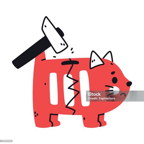 망치 깨는 고양이 돈 상자 동전 저장 벡터 그림에 대한 용기로 0명에 대한 스톡 벡터 아트 및 기타 이미지 0명 개념 경제 Istock