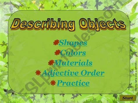 Esl English Powerpoints Describing Objects Presentation
