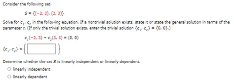 Solved Consider The Following Set S { −2 3 3 3 } Solve