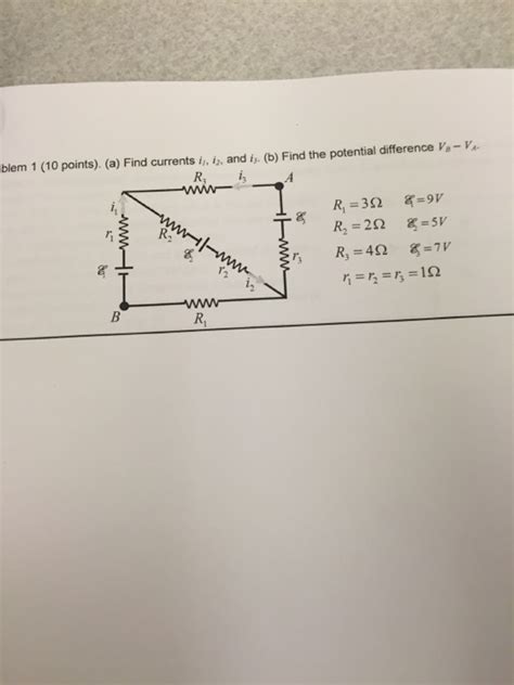 Solved Find Currents I 1 I 2 And I 3 Find The Potential Chegg Com