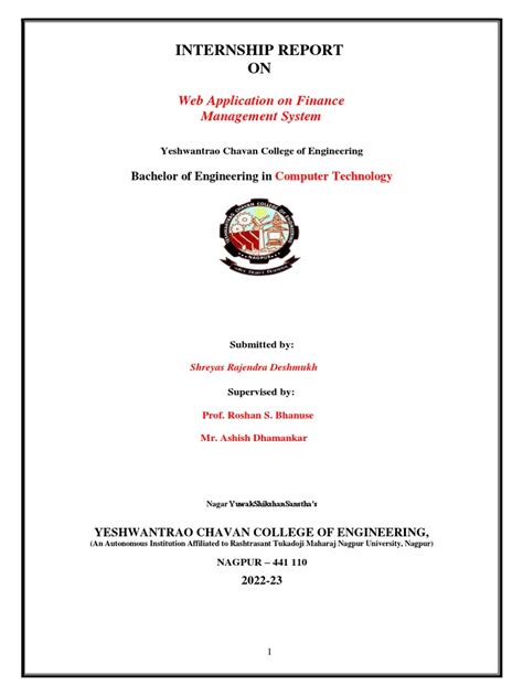 Internship Report On Finance Pdf Databases Html