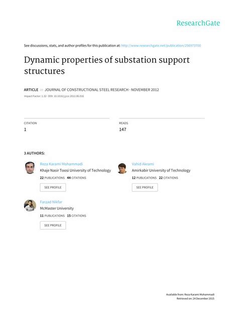 Pdf Dynamic Properties Of Substation Support Structures Dokumentips