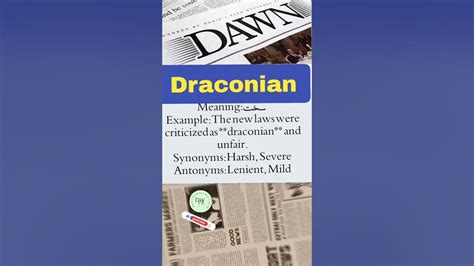 Draconian😱😲👿 Cssenglish Cssvocabulary Pms Css Dawnvocabulary Shorts Youtubeshorts Youtube