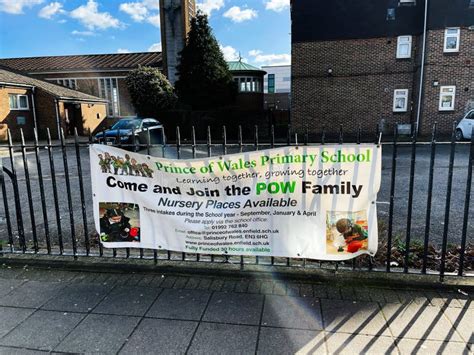 Banner At Prince Of Wales Primary School Promoting Nursery Enrollment