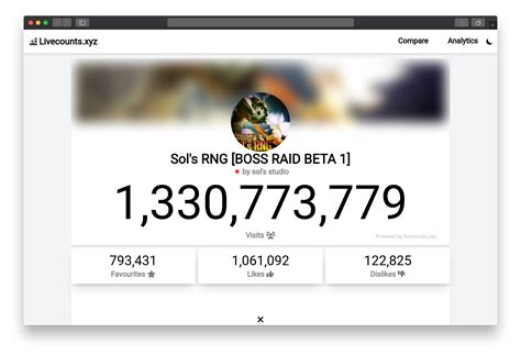 Livecounts Xyz Roblox Live Follower Count For Sols Rng [era 9] ⚡