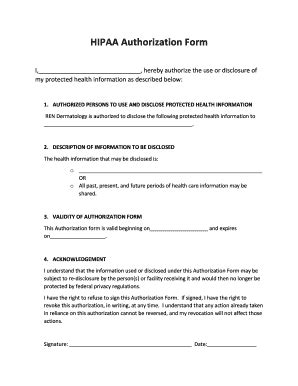Fillable Online HIPAA Authorization Form Docx Fax Email Print PdfFiller