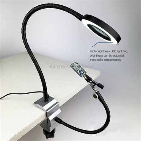 알루미늄 테이블 클램프 납땜 인두 홀더 금속 암 및 Led 돋보기가있는 납땜 스테이션 Pcb 고정 장치