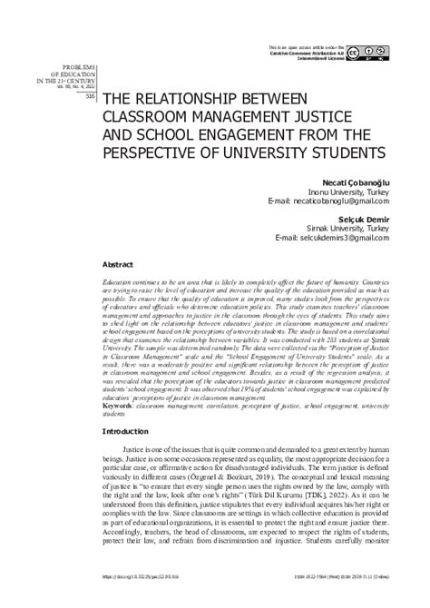 Pdf The Relationship Between Classroom Management Justice And School
