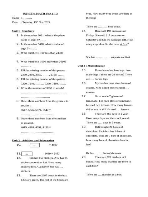 Review Math Unit 1 3 Pdf