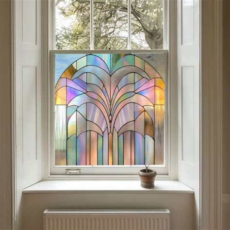 Art Deco Window Film Privacy Decorative Patterned Coloured Stained