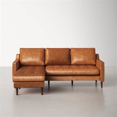 Allmodern Daylen 2 Piece Genuine Leather Reversible L Sectional