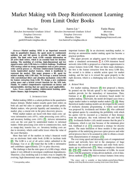 Deep Reinforcement Learning From Limit Order Books Pdf Market Maker Deep Learning